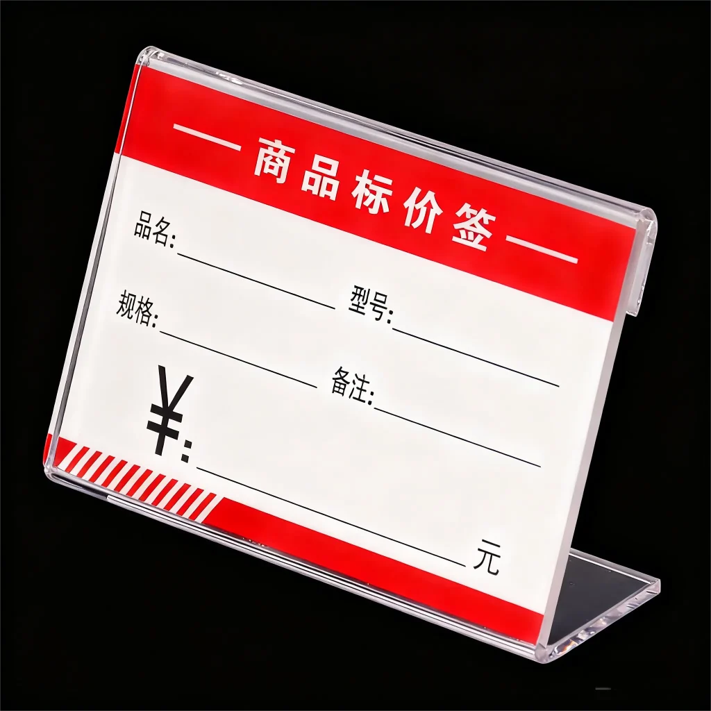 L-Shaped Acrylic Price Tag Display Sign Holder